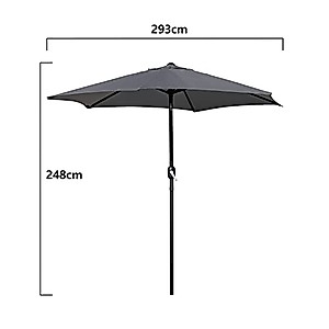 TUKAILAi 10ft Patio Umbrella, 3M Heavy Duty Outdoor Umbrella with Push Button Tilt Crank and 6 Sturdy Ribs, UV 50+ Protection Sun Shade for Market, Garden, Patio, Backyard & Pool (Grey)