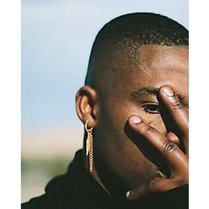 Ofeiyaa 4 Pairs Stainless Steel Dangle Hinged Hoop Earrings Huggie Earrings Piercing CZ Stud for Men Women Silver