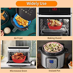 PAMTOL Reusable Silicone Air Fryer Liners 7.5inch, For 3-5QT Airfryer - Non-stick, Easy to clean, Heat Resistant, Silicone Air Fryers Baskets, Silicone Pots for Air Fryer, Oven, 2Pack(Red & Blue)