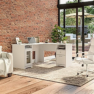 Bush Furniture Cabot 60W L Shaped Computer Desk in White