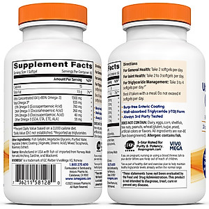 OmegaVia Ultra Concentrated Omega 3 Fish Oil Burpless, 60 Softgels, Triple Strength Omega 3 Fish Oil Supplements, 1135 mg Pure Omega3, No Fishy Burps, High EPA DHA DPA, IFOS 5-Star