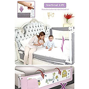 Bed Rails for Toddlers, Extra Long Kids' Bed Rails Guard, Full Size Baby Bedrail for Children, Infants Safety Guardrail (Gray, 70" L x 30” H)