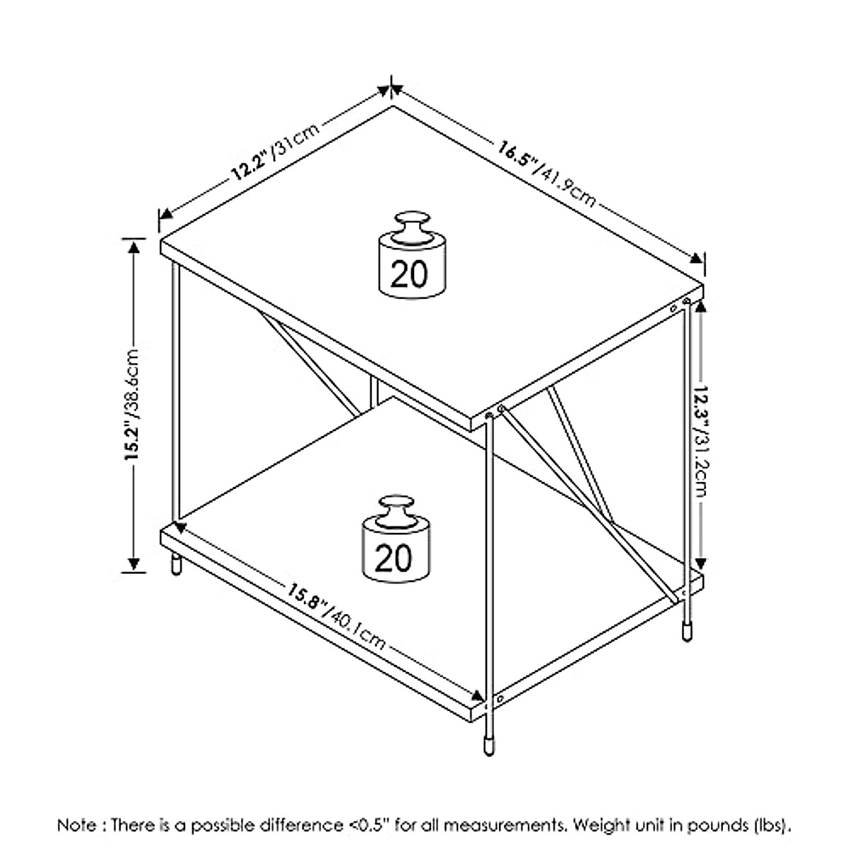 Furinno Besi Industrial Multipurpose Side Table with Metal Frame, Walnut Cove