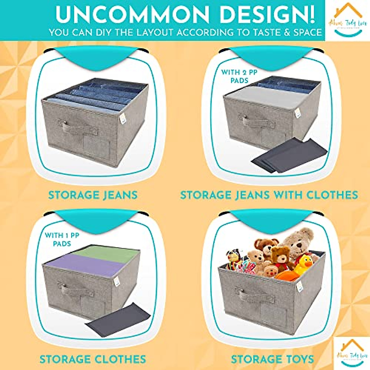 About tidy Love 6 Grids Closet Organizer, Sturdy Wardrobe Clothes Organizer for Folded Clothes, Clothes Storage Organizer for T-Shirts, Jeans, Drawer Divider Storage