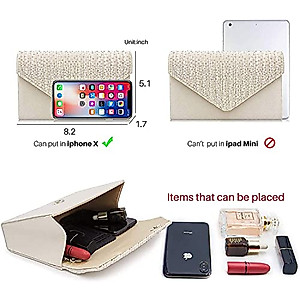 LIFEWISH Envelope Evening Bag Glitter Rhinestone Clutch Purse Wedding Party Shoulder Bag for Women