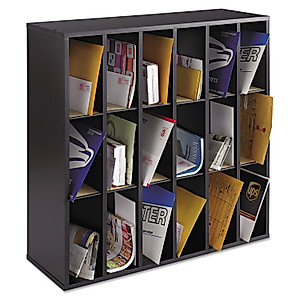 Safco Products 7765BL Wood Mail Sorter, 18 Compartment, Black