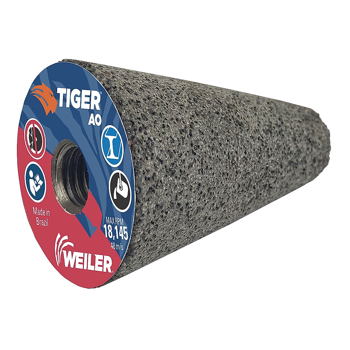 Weiler 68317 TIGER AO TYPE 17 Flat Tip Portable Grinding Cone, A24-R, 2" X 3" X 5/8-11, (Pack of 12)