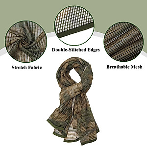 HYOUT Tactical Military Neck Scarves Woodland Camo Scarf Sniper Veil Desert Shemagh for Wargame Outdoor Sports