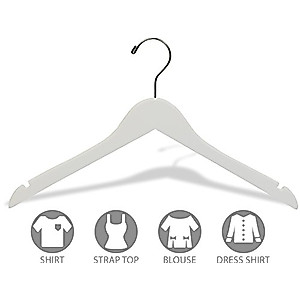 The Great American Hanger Company Wooden Suit Clothing Hangers, Box of 100, White Finish - 200222-100