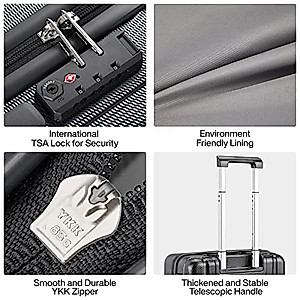 Hanke Luggage Sets 2 piece Carry On Luggage with Wheels PC Hard Shell Suitcases Lightweight Checked Tsa Luggage Large Travel Suitcase Woman Men 20/24 Inch(Jet Black)