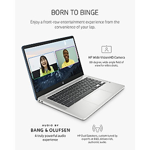 HP Chromebook 14 Laptop, Intel Celeron Processor, 4 GB RAM, 32 GB eMMC, 14” FHD (1920 x 1080) Chrome OS, Webcam & Dual Mics, Work, Entertainment, School, Long Battery Life (14a-na0180nr, 2021)