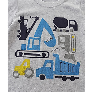 Funnymore Toddler Boy's Summer Clothes,Cotton Short Sleeve T-shirt and Shorts Outfit Clothing Set Grey Truck 3t