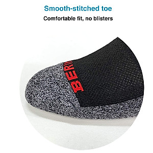 BERING Men's Athletic Cushioned Low Cut Ankle Running Socks, Multicolor, Size 9-12, 6 Pack