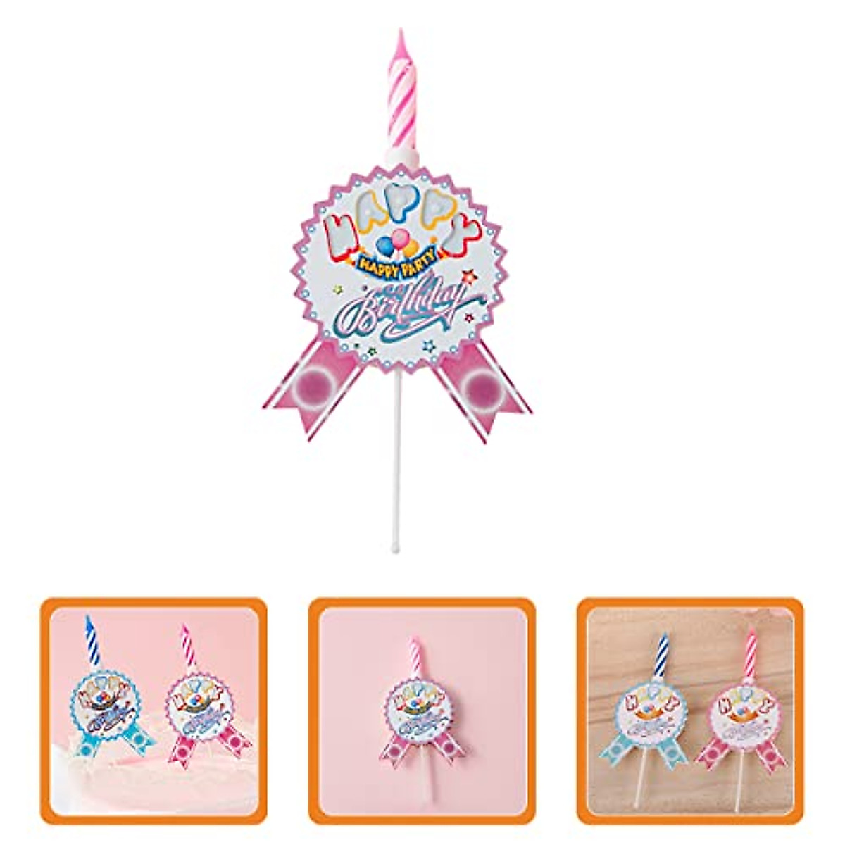 4pcs Candle Birthday Singing Pink LED Insert Decoration Fancy Cuake Gender Music Party Happy Dessert Supplies Powered with Reusable Reveal Cake Shower Unique Baby Picks Food for