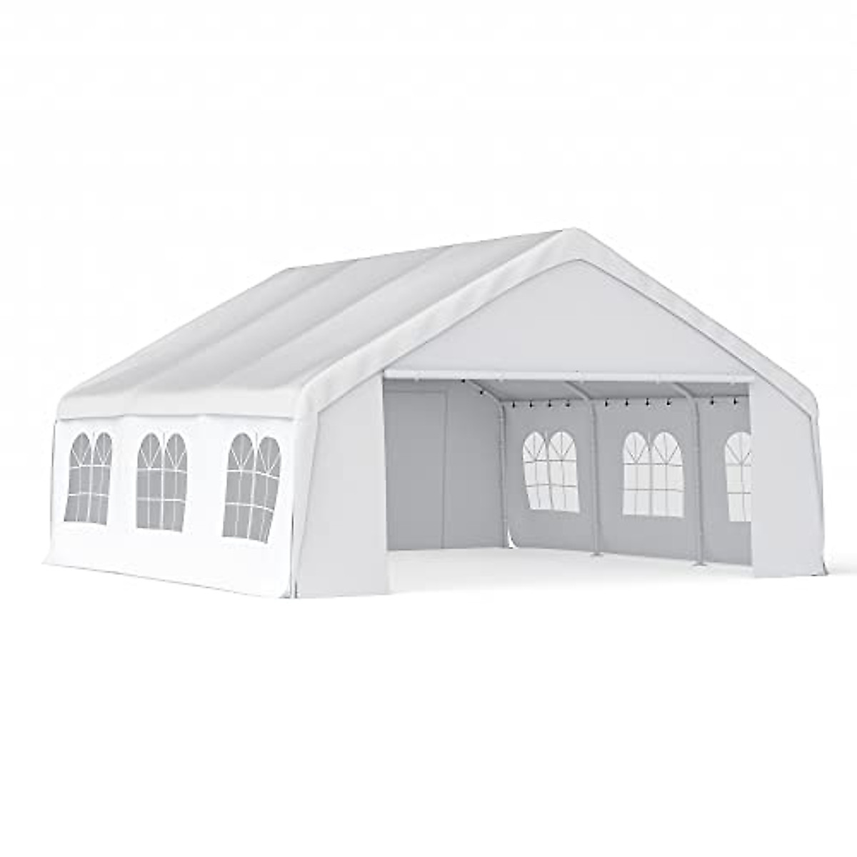 Morngardo Canopy Tent for Parties Heavy Duty 20'x20' Car Tent Metal Carport Portable Garage with Removable Sidewalls, White