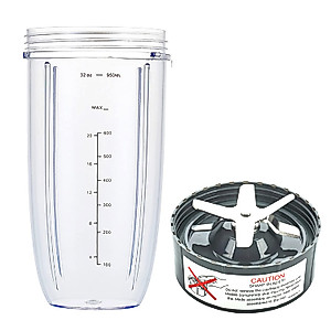 Blender Replacement Parts for Nutribullet Blender, 32OZ Cup with Replacement Extractor Blade Compatible with Nutribullet 600W 900W Blenders