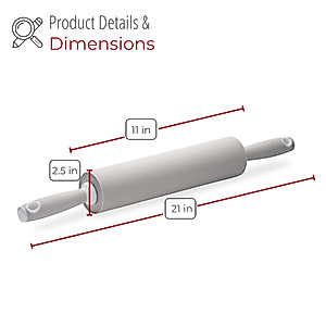 husMait Silicone Rolling Pin - Premium Kitchen Baking Pin for Rolling and Baking - Great for Making Dough, Bread and Pizza