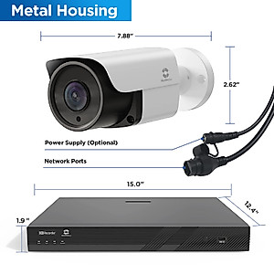 GWSECU 4K 16 Channel PoE Home Security Camera System, 4K/8MP Video Surveillance NVR with 4TB HDD, 16PCs 5MP 2.8mm 110° Wide Angle Person Detection IP Bullet Cameras Business 24/7 Recording