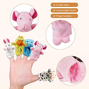 5 PCS Finger Puppets for Kids Toddlers Ages 1-3 3-5 4-8, Mini Plush Animals Baby Finger Puppet Toys, Show Theater Props, Small Prize Box and Bulk Party Favors for Kids, Toddlers