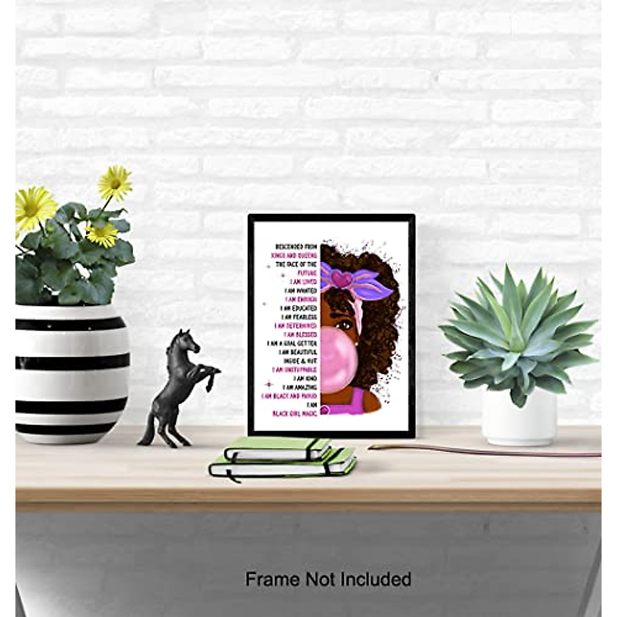 African American Girl Wall Art - Black Art - Inspirational Positive Quotes Wall Decor - Positive Affirmations Poster - Pink Little Girls Bedroom Decor - Toddler Girls Room Decor - Black Girl Magic