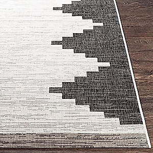 Mark&Day Outdoor Rugs, 8x10 Wolfheze Modern Indoor/Outdoor Black Area Rug, Black Beige Carpet for Patio, Porch, Deck, Bedroom, Living Room or Kitchen (7'10" x 10'2")