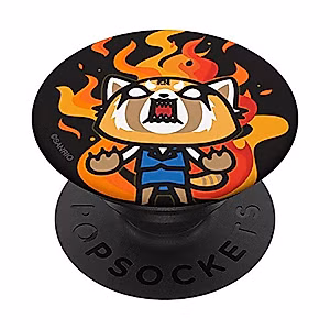 Aggretsuko Flaming Rage PopSockets PopGrip: Swappable Grip for Phones & Tablets
