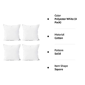 Encasa Homes Throw Pillow Covers Only (No Insert) (18x18) - Sublimation Blank White 4 Pc Pack with Invisible Zipper -Polyester Twill Cushion Cases for DIY, Printing & Painting