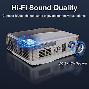 Full HD 1080P Smart Projector with Wifi Bluetooth, 9000Lumens LED Halloween Movie Projectors for Outdoor Use Home Theater Wireless Cast for Android iOS Phone Gaming Projector