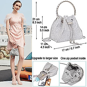 BBTT.ful Shoulder Bags Crossbody Bag Purses Handbags Crystals Evening Bag Silver for Women Girls Wedding Prom Party Club Bling Bling Sparkling