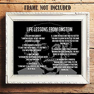 Einstein Quotes Wall Art-"Logical Life Lessons"- 8 x 10" Art Wall Print- Ready to Frame. Thinking Home Décor, Studio & Class Décor. Perfect Gift for Motivation & Inspiration with Einstein Image.