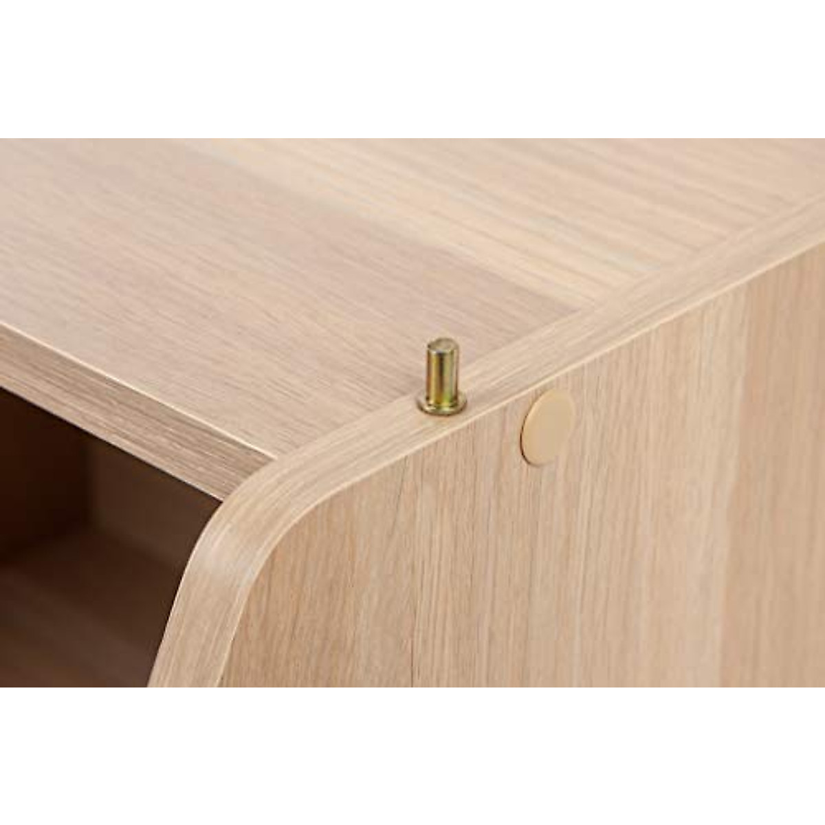 IRIS USA Narrow Modular Wood Stackable Storage Box with Sliding Door, for Office Closet and Nightstand, Easy Assembly, Space Saving, Stacking Storage Box, Light Brown