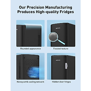 AstroAI Mini Fridge 2.0 Gen, 6 Liter/8 Cans Makeup Skincare Fridge 110V AC/ 12V DC Portable Cooler and Warmer Little Tiny Fridge for Bedroom, Beverage, Cosmetics and Christmas (Black) (Renewed)