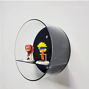 ROYALITA Acrylic Floating Display Shelf for Funko Pops, Handmade Wall Display Shelves - Perfect Display for Funko Pop Figures, Colorful Acrylic Display for Collectibles,Black