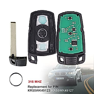 keyless Entry Remote fob 3 Buttons Replacement PCF7952 Chip for BMW CAS3 3/5 Series X5 X6 with Comfort Access 315MHz KR55WK49127 KR55WK49123 315MHz (Pack of 1)