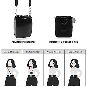 ZOWEETEK Wireless Voice Amplifier for Teachers, Portable Voice Amplifier, Voice Amplifier with Wireless Microphone for Classroom, Meeting, Yoga, Coaches, Outdoors, Games