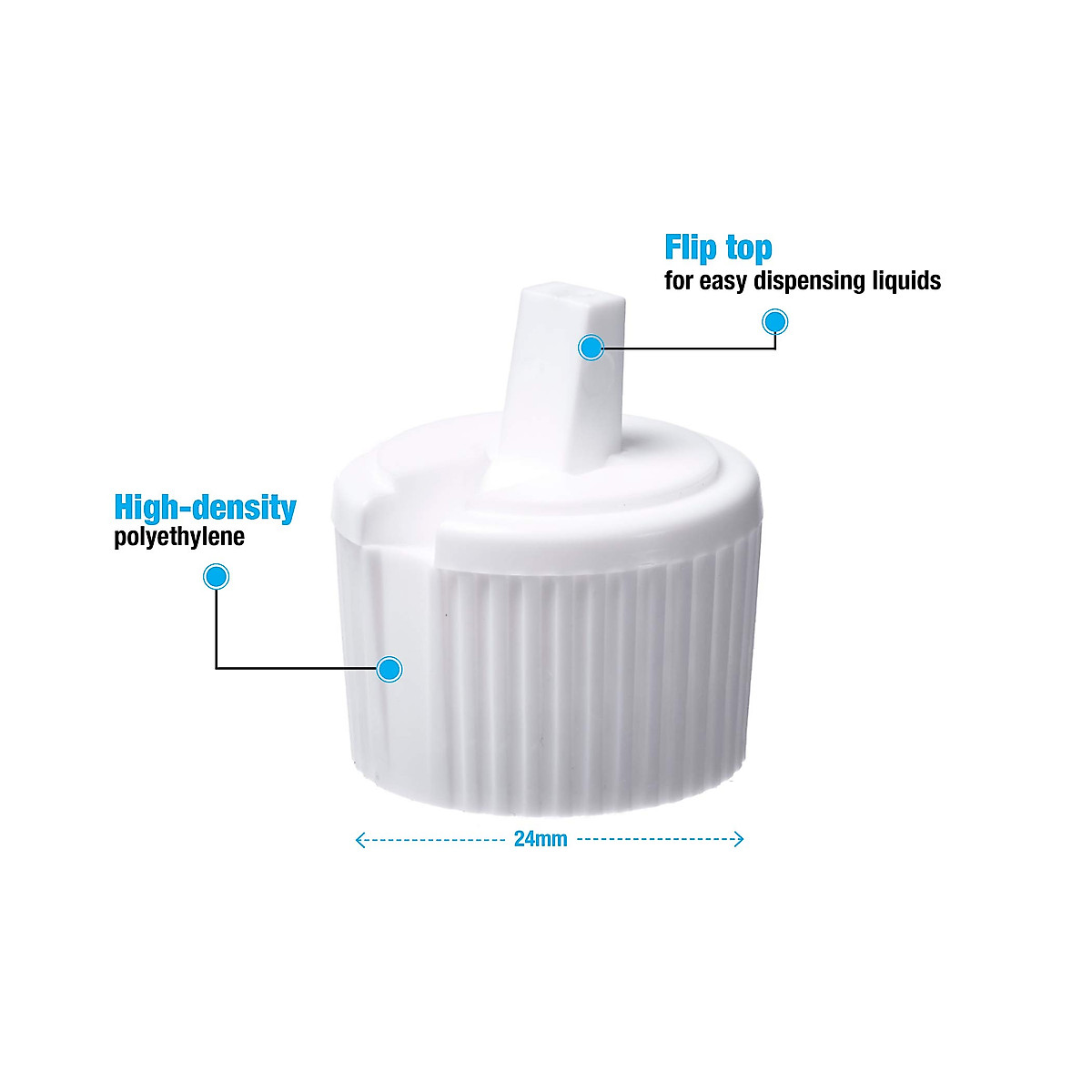 Consolidated Plastics 41241 White Flip Top Dispensing Cap, 24 mm, 24-400 Finish, 12 Piece