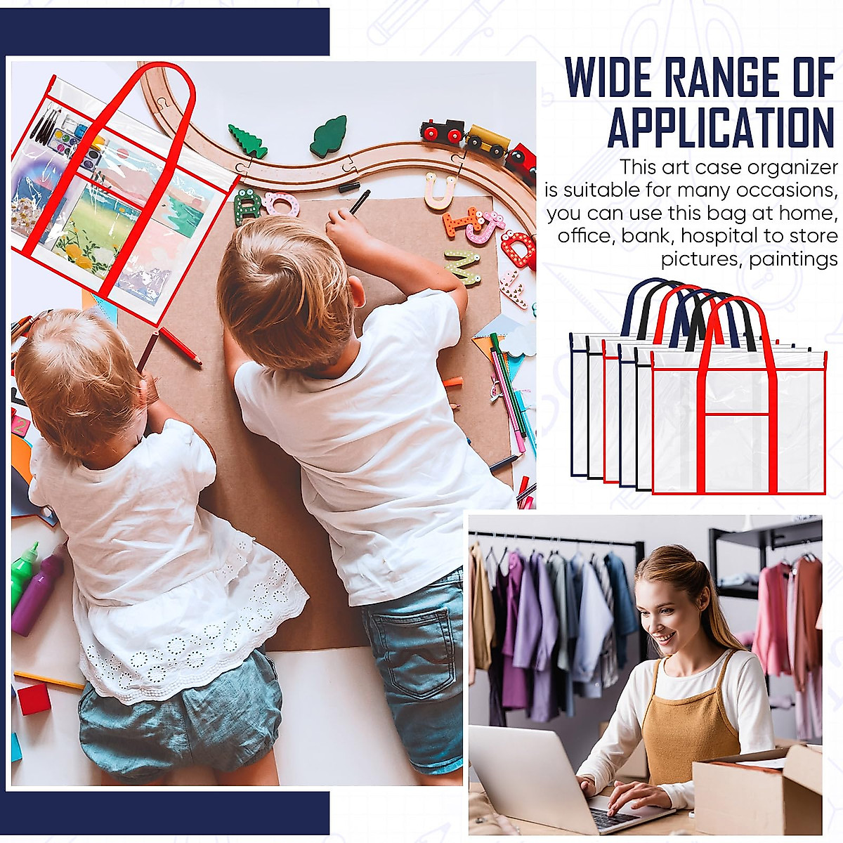 Huhumy 6 Pack Large Poster Storage Bag 29 x 31 Inch Art Portfolio Bag Bulletin Board Holder PVC Art Portfolio Case Transparent Art Organizer Portfolio Folder Chart Container for Teacher Paper