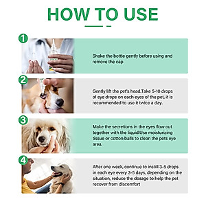 Dog Eye Drops, Eye Drops for Dogs, Relieves Eye Redness & Allergies, Removes Eye Stains & Tear Stains, Eye Infection Treatment for Dogs & Cats