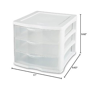 Sterilite ClearView Compact Stacking 3 Drawer Storage Organizer System for Crafting Supplies, Home Office, or Dorm Room, (20 Pack)