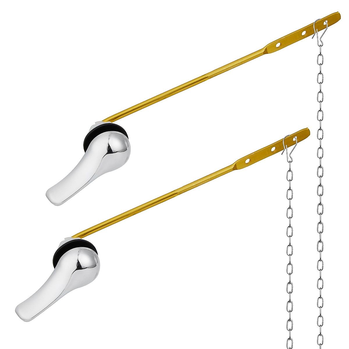 Alldrmtrue Toilet Handle Replacement Kit, 2 Pack Toilet Lever Flush Handle, Aluminum Alloy Arm, Handle Chrome, Front Mount, Silver