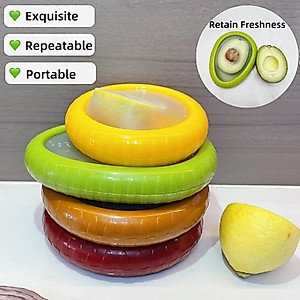 Taoddoe Silicone Avocado Saver Onion Storage, Set of 4 Reusable Fruit Containers for Fridge,Airtight Fresh Vegetable Keeper for Garlic, Onions, Lemon Freshness Box