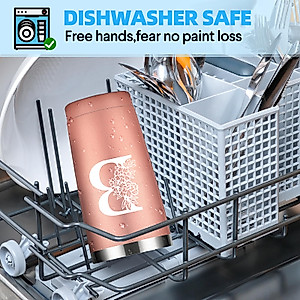 Leraverppy Personalized 20oz with Initial Stainless Steel Coffee，Leak Proof Rose Gold Tumbler with Lid And Straw Double Wall Thermal Cups for Hot and Cold Drinks Monogrammed Gifts for Women（C20-B）