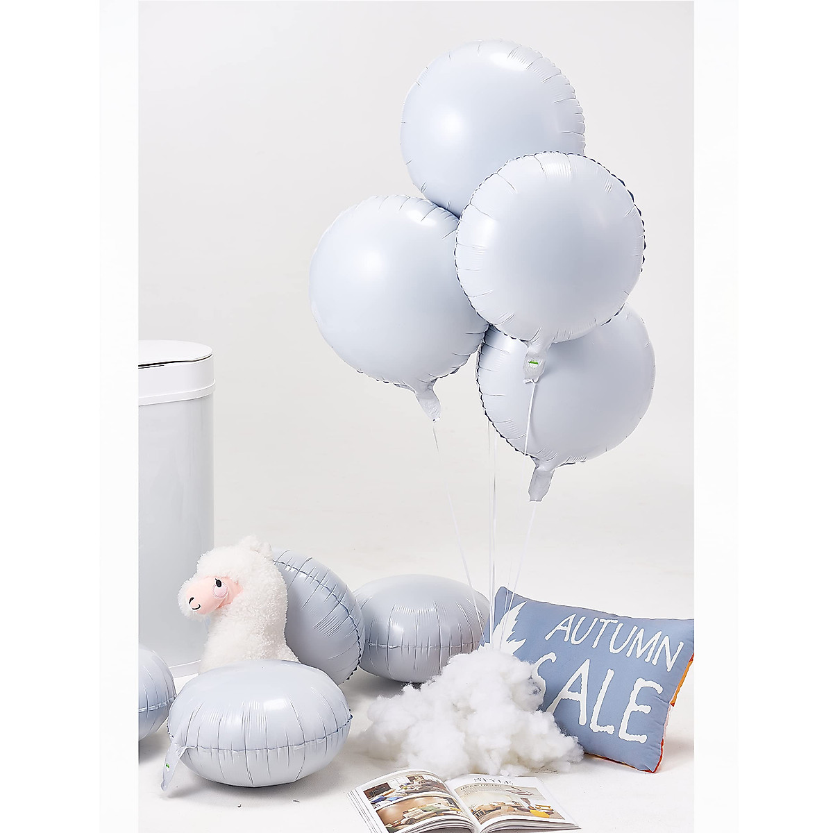 White Foil Balloons, Round Shape 10pcs Big Mylar Balloons Helium Balloons for Birthday Baby Shower Wedding Party Decoration 18 Inch