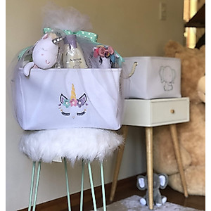APPLE PIE ORDER Storage Basket with Embroidery, Foldable Animal Toy Storage Bins/ Cube/ Box/ Organizer for Kids, Boys and Girls room, Baby & Nursery.