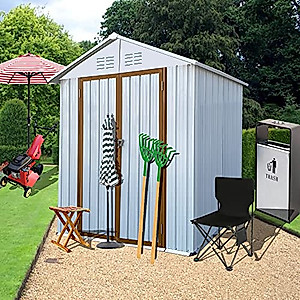 Evedy 6' x 4' Outdoor Storage Shed, Metal Tool Sheds, Heavy Duty Storage House with Door & Lock for Backyard Patio Lawn to Store Bikes, Tools, Lawnmowers