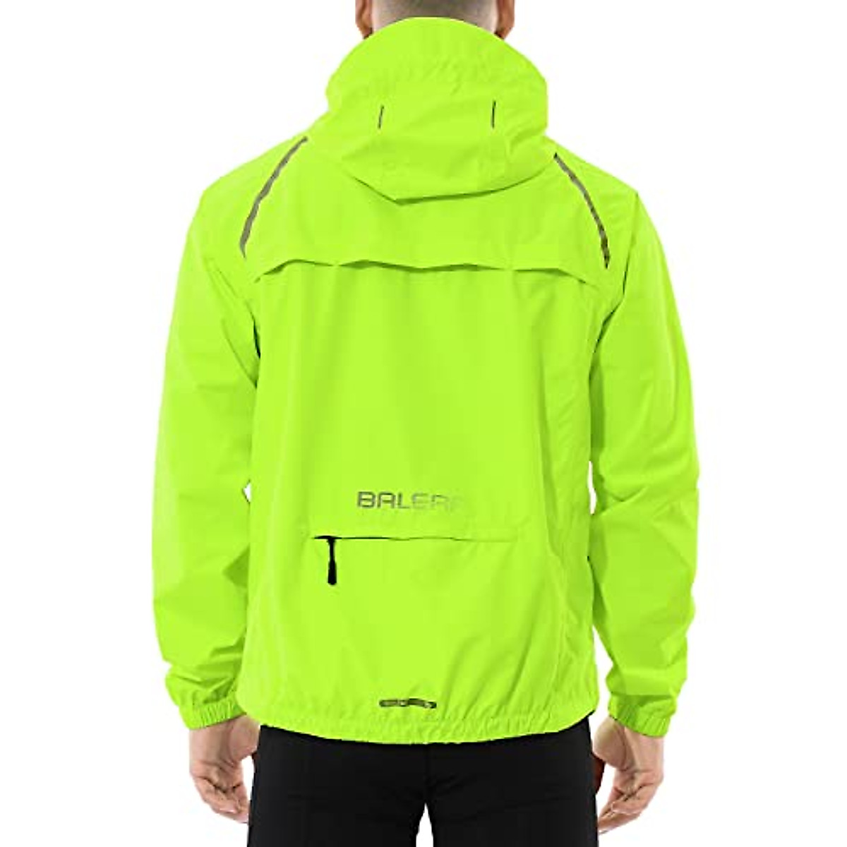 BALEAF Mens Cycling Rain Jacket Windbreaker Waterproof Running Gear Golf Mountain Biking Hood Lightweight Reflective Yellow 2XL