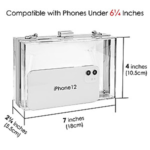 Linkidea Transparent Acrylic Bag, Women Clear Clutch Purse, Evening Lady Wedding Party Shoulder Crossbody Handbag with Replacement Chain Strap, 2 Pack