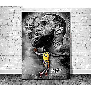Lebron James Posters Wall Art Print,Crowned King Lebron James Sports Decor,Black Inspirational Poster Wall Art Canvas for Living Gym Office Home Room Decorate Room Home Decor ,Gift.Set of 1(Unframed,16”X24”inches）.
