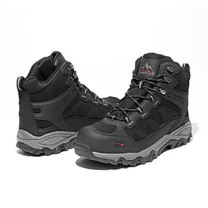 NORTIV 8 Waterproof Steel Toe Boots for Men Slip Resistant Safety Industrial Boots Paladin-Steel,Size 10.5,Black