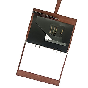 Spiral Genuine Leather Journal Writing Notebook, A5 Leather Cover Notebook for Men and Women, 6 Ring Binder Refillable Diary Notepads,Vintage Leather Business Planner, Personal Organizer (Coffe)